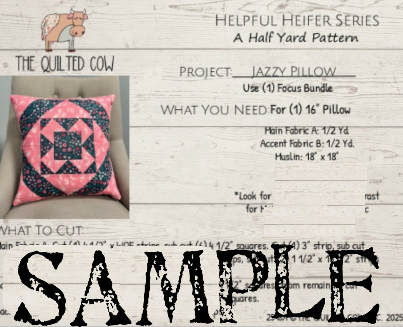 Helpful Heifer Jazzy Pillow A Half Yard Pattern – The Quilted Cow